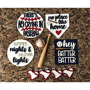 HEALT 8 PCS Baseball Rugby Golf Tiered Tray Decor,Sports Wooden Signs Items Decor,Rustic Farmhouse Tray Sets for Kitchen Home Table Decor Ball Themed Games Contest Party Supplies (Baseball_03_8pcs)