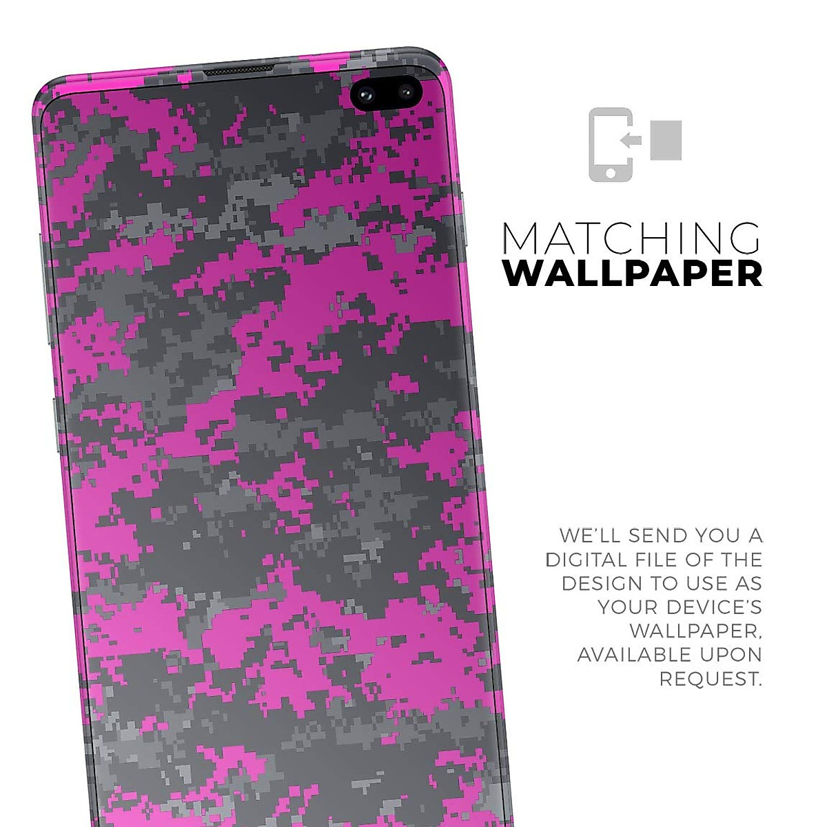 DesignSkinz Bright Pink and Gray Digital Camouflage Protective Vinyl Decal Wrap Skin Cover Compatible with The Samsung Galaxy S20 (Screen Trim & Back Glass Skin)