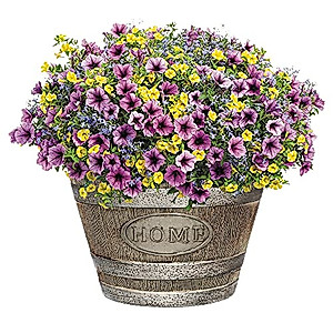 Classic Home and Garden Whiskey Plastic Resin Home Flower Pot Barrel Planter, Oak Brown, 15"