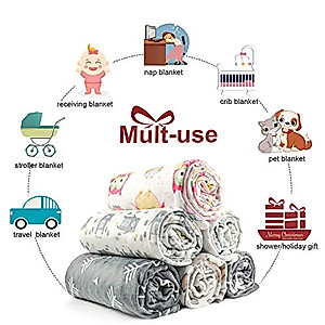 BORITAR Baby Blanket Super Soft Minky with Double Layer Dotted Backing, Little Grey Arrows Printed 30 x 40 Inch, Receiving Blankets