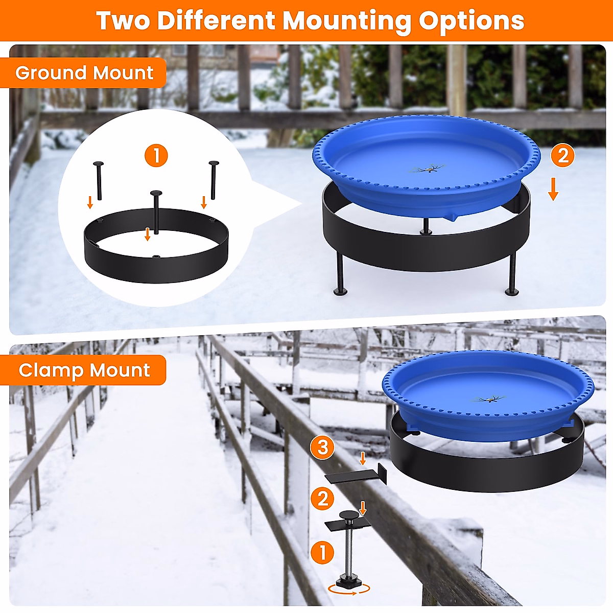 Keten Bird Bath Heater, 100W Thermostatically Controlled Heated Bird Baths Bowl for Winter, Prevents Birdbath Water from Freezing Suitable for Outdoors Garden Yard Patio Lawn