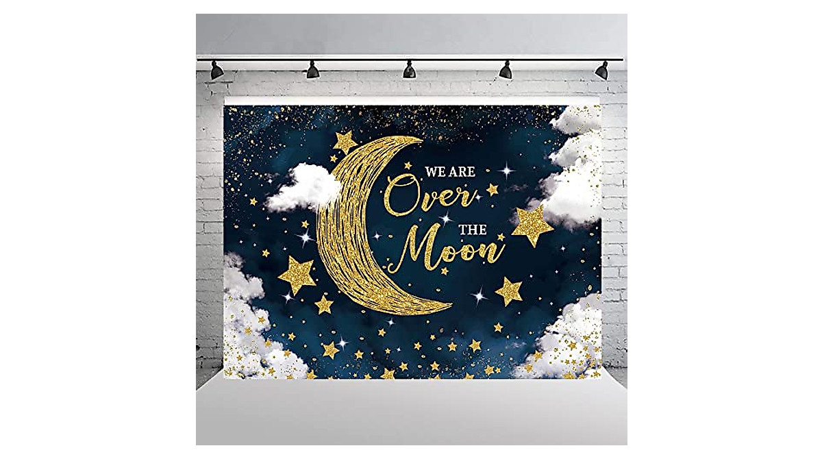 Over The Moon Baby Shower Backdrop | Moon & Stars Decor