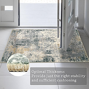 Morebes Modern Grey Area Rug Entryway Rug: 3x5 Rug Non Slip Abstract Soft Fluffy Pile Washable Carpet with Low Shaggy for Bedroom Dining Room Home Office Decor Under Kitchen Table