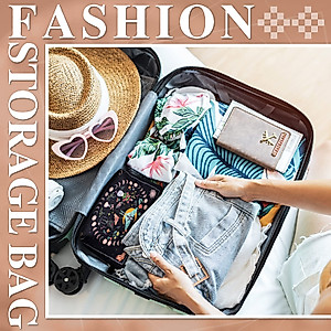 4 Pcs Small Witch Moon Makeup Bag Purse Portable Pouch with Zipper Flower Cosmetic Bag for 3D Printed Goth Pencil Case Travel Organizer Toiletry Storage Women Gift Supplies Holiday Decoration