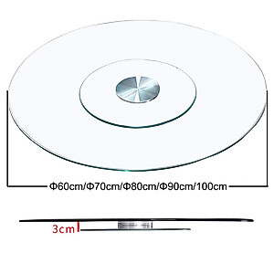 Even Tempered Glass Rotating Tray, Lazy Susan Turntable, Display Rotating Plate, Table Dish Revolving/Rotating Stand, Aluminum Alloy Bearing, Silent/Smooth/Not Easy to Dump
