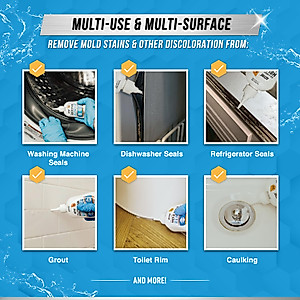 ACTIVE Mold Stain Remover Gel Cleaner Heavy Duty Stain Cleaner for Front Loader Washing Machine Seal, Bathroom Grout, Shower, Caulk - Front Load Washer Cleaning Solution - 7 Fl Oz