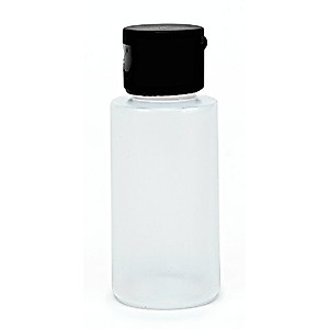 Vivaplex, 12, Clear, 2 oz, Plastic Squeeze Bottles, with Black Flip Top Caps