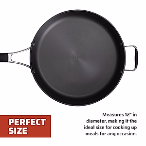 Camp Chef Heritage Cast Iron Skillet - Seasoned Cast Iron Pan - Camping Accessories & Essentials - Sleek, Modern Design - Amazing Heat Retention - Ready-to-Use Cast Iron Skillet - 12"
