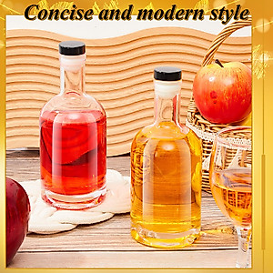 12 Pcs Clear Wine Bottles 12 oz Glass Liquor Bottles with T-top Caps Heavy Bottom Hot Sauce Bottles Home Brewing Glass Bottle Airtight Crew Bottle for Kombucha Beverages Juice Oils Drinks (Black)