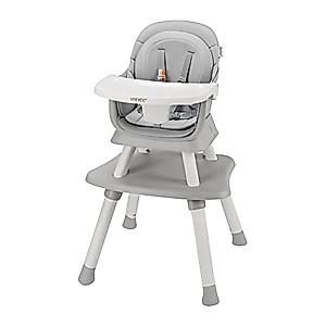 VEEYOO Baby High Chair 6 in 1, Convertible high Chair/Dinning Booster Seat/Toddlers Table & Chair Set with Easy Clearance, Removable Tray, Adjustable Legs, Safety Harness for Girl/boy