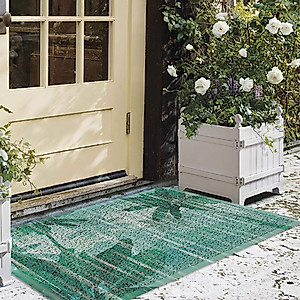 Door mat Welcome Outdoor Door Mat Summer Green Banana Leaves Foliage,Non-Slip Doormat Heavy Duty Patio Rug Pad Rain Tropical Leaf Plant,Dirt Mud Trapper for Entryway Kitchen Living Room 18x30In