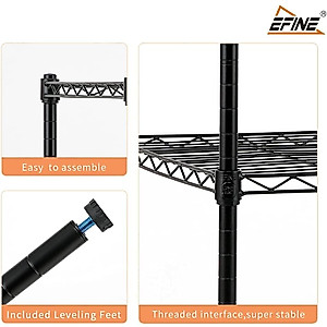 Catalina Creations 3-Shelf Storage Shelves with 3-Shelf Liners, Heavy Duty Adjustable Rack, Steel Wire Shelves and Storage for Kitchen and Garage (36W x 16D x 36H, Black)