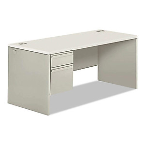 HON 38000 Series Right Pedestal Desk, 66" X 30" X 30", Light Gray/Silver