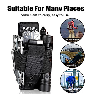 Multitool Sheath for Belt, Molle Flashlight Holder, Universal Sheath Tool Holder, Tactical Carrying Case Men’s Waist Pocket, Carpenter, Handyman, Rescue Essential Tool Storage