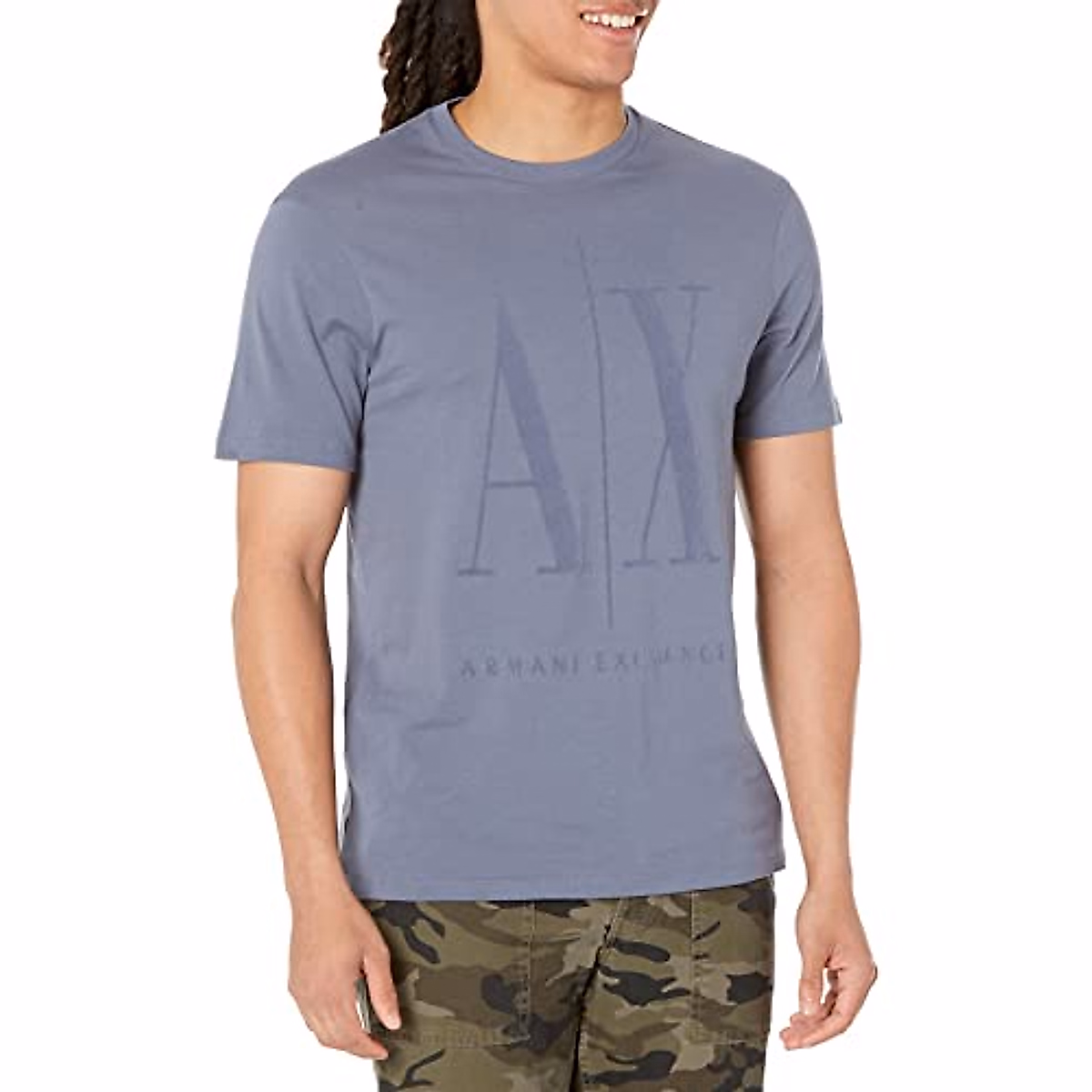A|X ARMANI EXCHANGE mens Short Sleeve Tonal Icon Logo T-shirt T Shirt, Grisaille, Small US