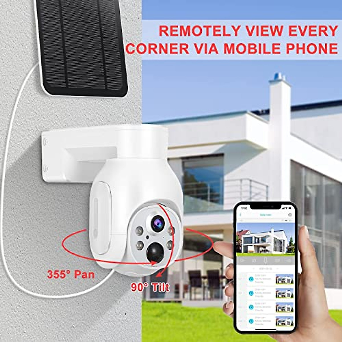 VAIMEST Security Cameras Wireless Outdoor 2k Solar Powered PTZ WiFi Home Camera PIR Motion Recording Two-Way Audio Spotlight Night Vision UBox APP S700
