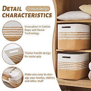 SIXDOVE Baskets 2 Pack, Large Storage Baskets for Organizing, Luandry Basket for Closet,Cotton Rope Blanket Basket for storage, Toy Storage Basket for Living Room, Laundry Room, Bedroom-Brown
