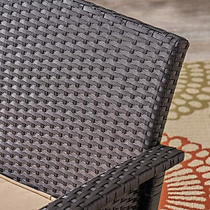 Christopher Knight Home Auguste Outdoor Wicker 3 Seater Sofa, Brown/Tan