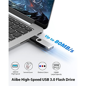Aiibe 128GB Flash Drive 3.0 3 Pack 128GB USB 3.0 Flash Drive Thumb Drive USB Drive 128GB Jump Drive Memory Stick 128GB Flash Drives (128G, 3 Mixed Colors: Black Blue Red)