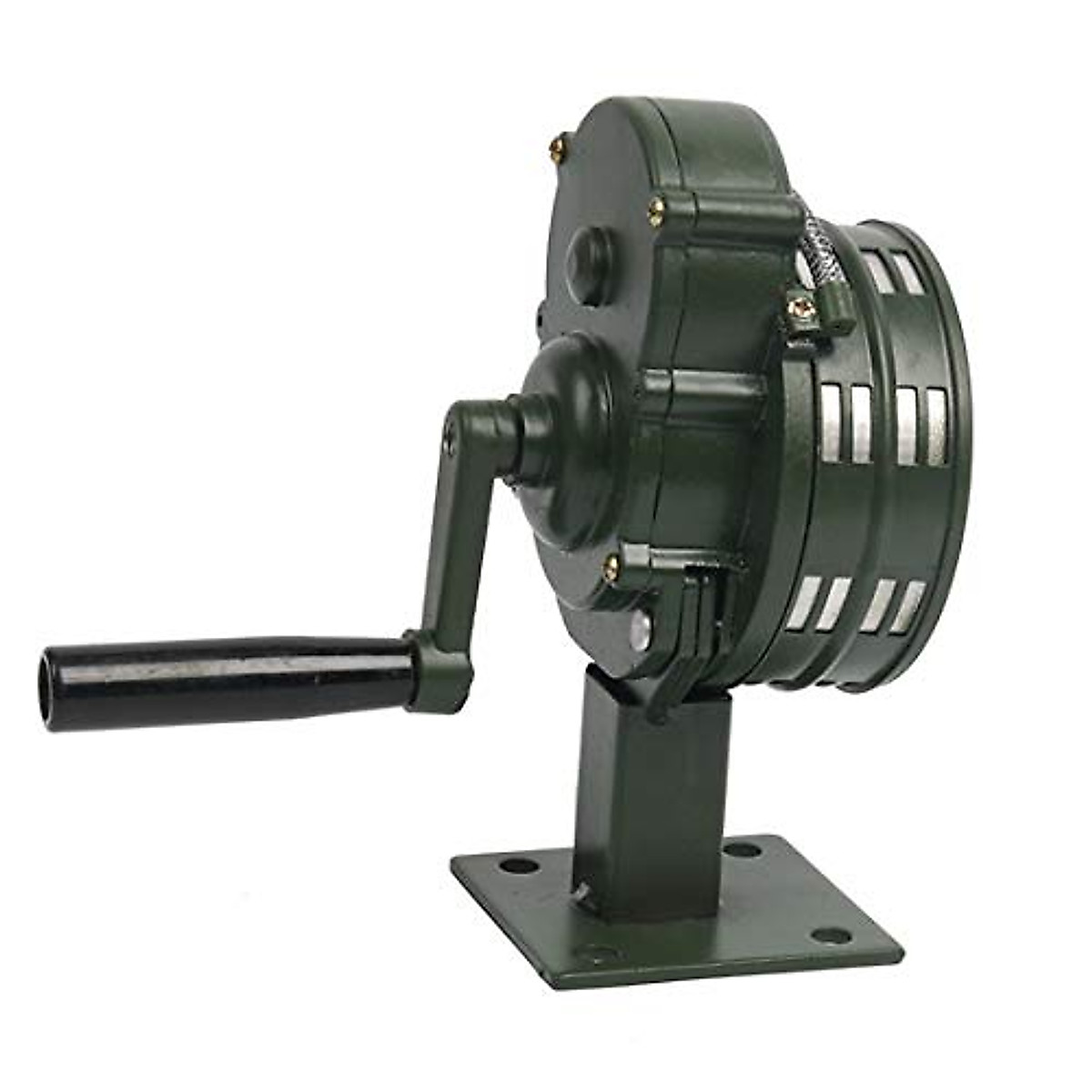 YaeGarden Base Mount Air Siren Alarm Air Raid Sirens Manual Crank Siren 110±2dB Base/Table Mount Hand Crank Manual Operated Metal Alarm/Siren (Air Raid)
