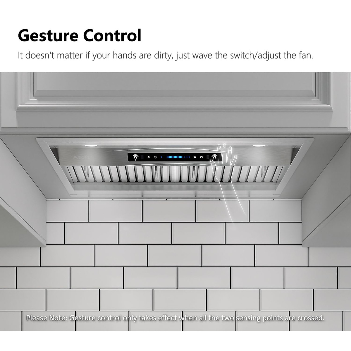 IKTCH 36 inch Built-in/Insert Range Hood 900 CFM, Ducted/Ductless Convertible Duct, Stainless Steel Kitchen Vent Hood with 2 Pcs Adjustable Lights and 3 Pcs Baffle Filters with Handlebar(IKB02-36'')