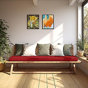 ROFIELTY Bench Cushion,42x18 inch Durable Outdoor Cushions with Handle for Indoor/Outdoor, Garden Bench, Patio Seating and Swing Chair(Red)