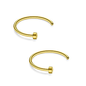 SCERRING 22 Gauge Stainless Steel Flat Top Fake Faux Nose Hoop Ring Rings Piercing Body Jewelry Set Unisex 6mm 12PCS - Mix Color