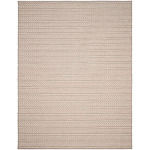 SAFAVIEH Montauk Collection 8' x 10' Ivory/Grey MTK341A Handmade Flatweave Boho Farmhouse Cotton Living Room Dining Bedroom Area Rug