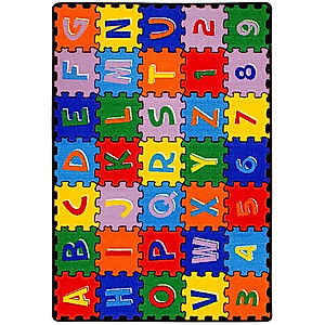 CR Kids/Baby Room/Daycare/Classroom/Playroom Area Rug. ABC Puzzle (A-Z and 1-9). Educational. Fun. Bright Colorful Vibrant Colors (8 Feet X 10 Feet)