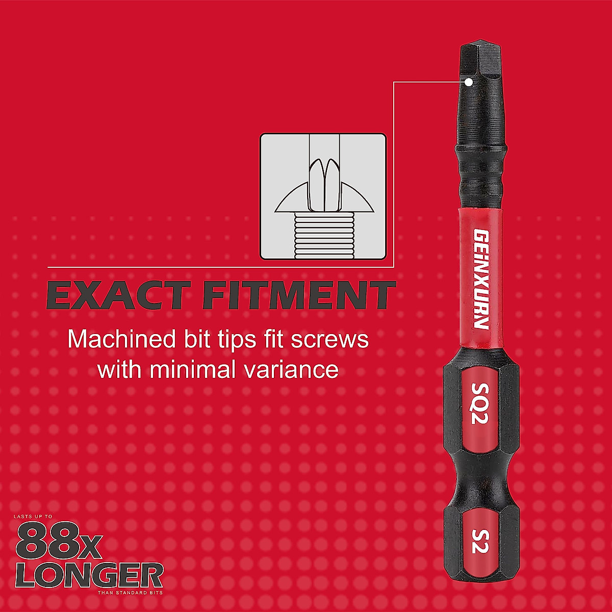 GEINXURN Impact Tough #2 Square 2 in. Insert Driver Bits,50Pack SQ2 Screwdriver Bits Set 2”Long with 1Pcs Impact Bit Holder,Bulk