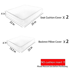 SUSIE'S GARDEN 4p Patio Cushion Covers Outdoor Patio Cushions Covers Replacement Waterproof with Zipper for 2 Pcs Patio Furniture Set, Slipcovers for Outdoor Cushions Dark Blue, Covers Only