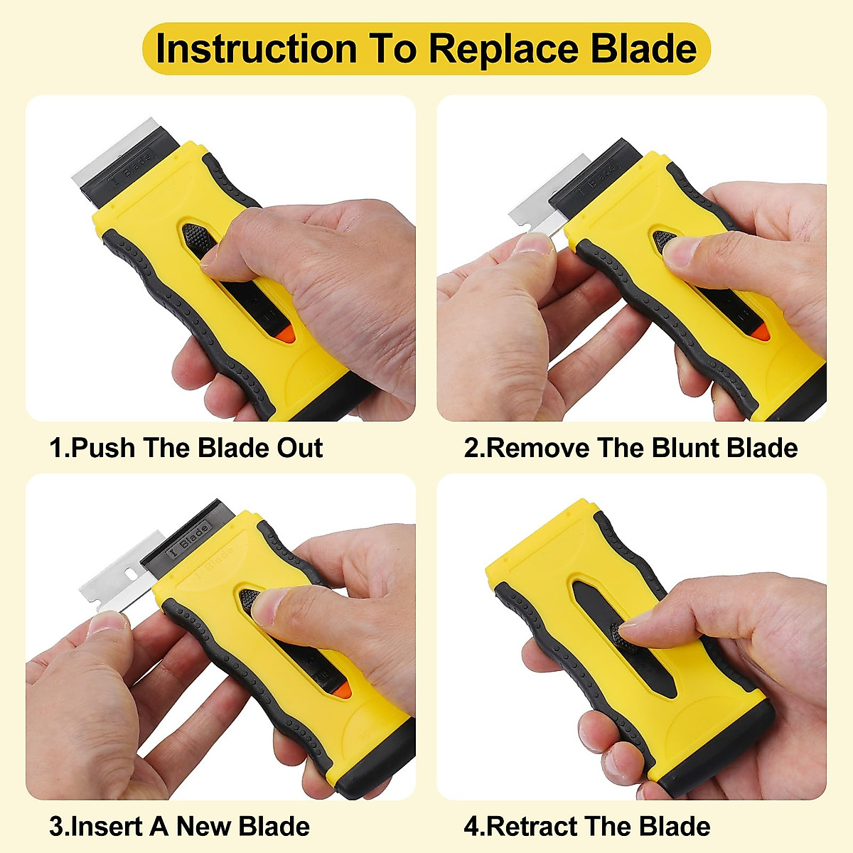 Kiemeu Oven Razor Blade Scraper Tool For Glass Stove Top Scraper Tool, Dual-End Ceramic Cooktop Razor Scraper With 10 Replacement Blades