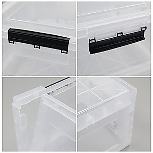 Qskely 30 L Clear Plastic Collapsible Storage Crate, Folding Storage Box with Lid, 4-Pack