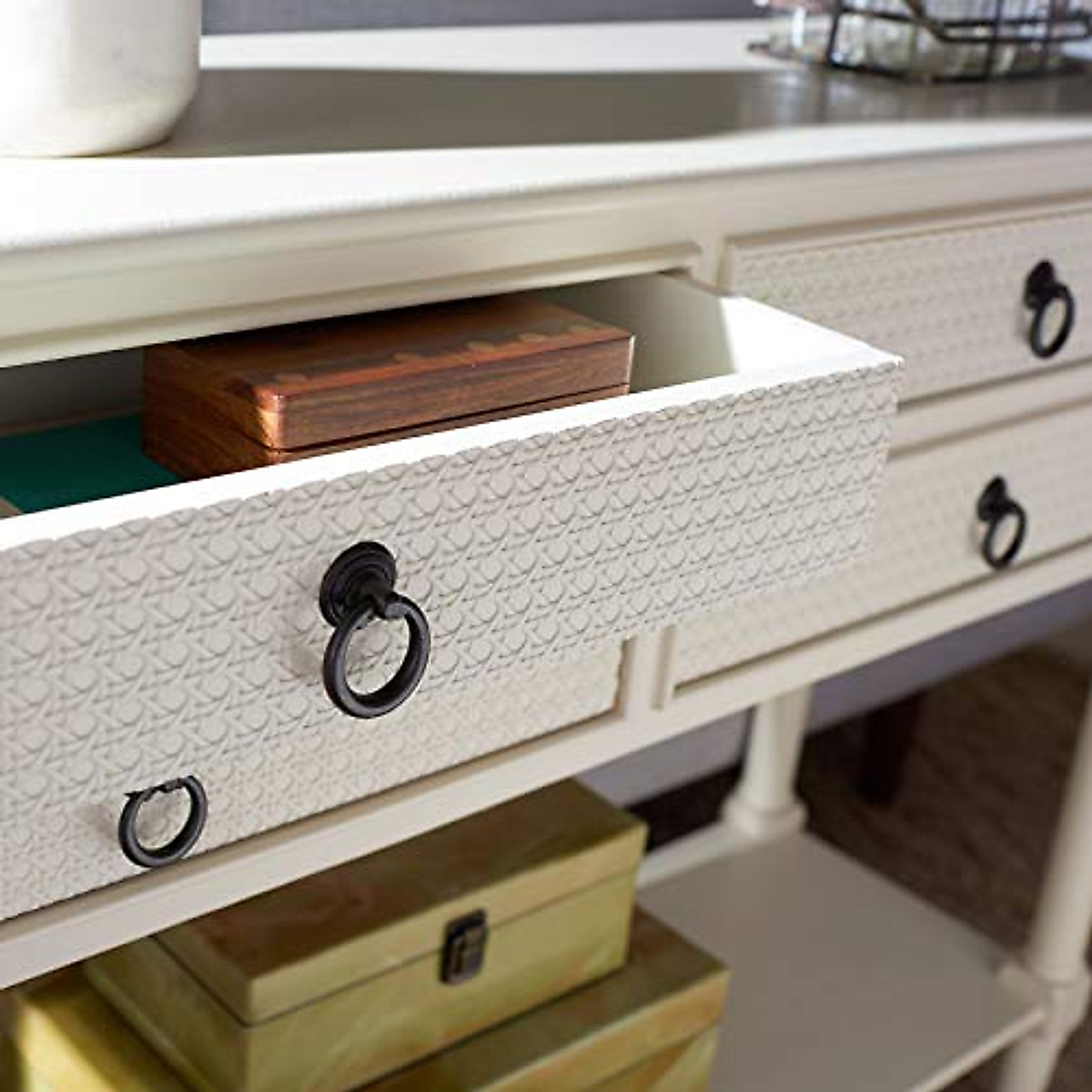 Safavieh Home Collection Haines White 4-Drawer Bottom Shelf Console Table