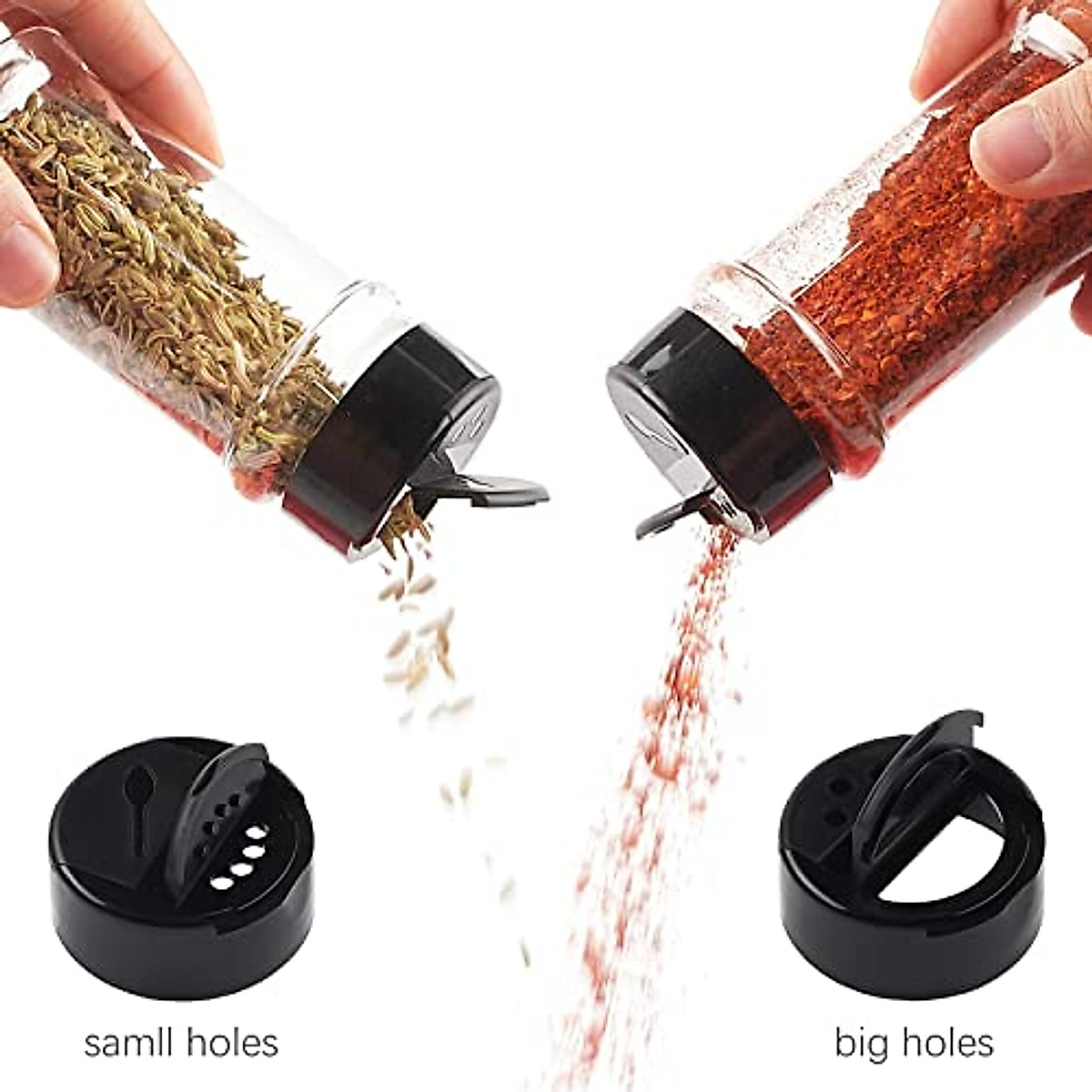 Qeirudu 14 Pack 3 oz Clear Plastic Spice Jars with Shaker Lids and Labels, Empty Spice Bottles Plastic Seasoning Containers for Storing Spice Herbs Powders Salt and Pepper