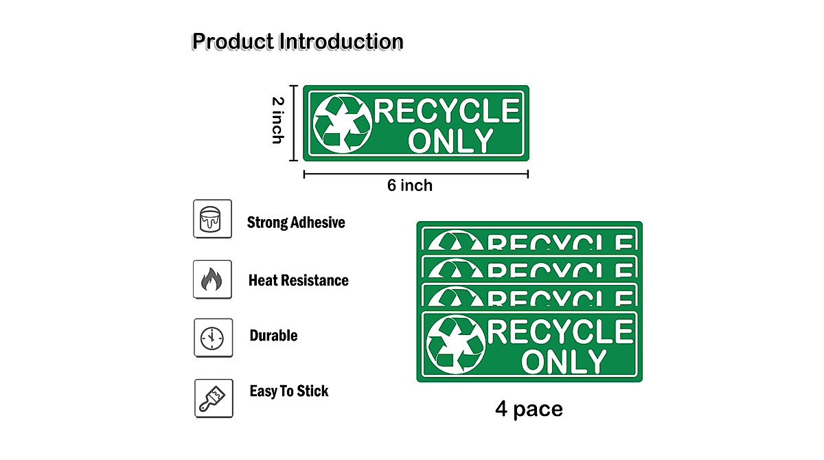 Recycle Stickers for Trash Cans - Waterproof 12-Pack for Outdoor Use