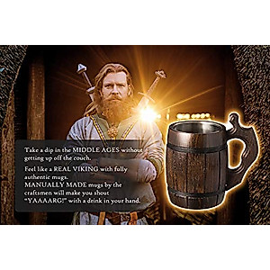 MyFancyCraft Handmade Beer - Mug Oak - Wood Dark Natural - Eco-Friendly Wooden Tankard Gift Barrel - Cup