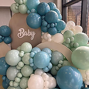 Dusty Blue Balloon Garland Arch Kits - 80pcs Slate Blue Balloons Different Sizes 5 Inch 12 Inch Birthday Balloons Sea Blue Balloon Arch for for Baby Shower Gender Reveal Wedding Party Decoration