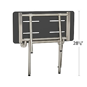 32-inch x 15-inch ADA Bariatric Folding Wall Mount Bathroom Shower Seat Bench with Legs, Matte Black Phenolic Seat