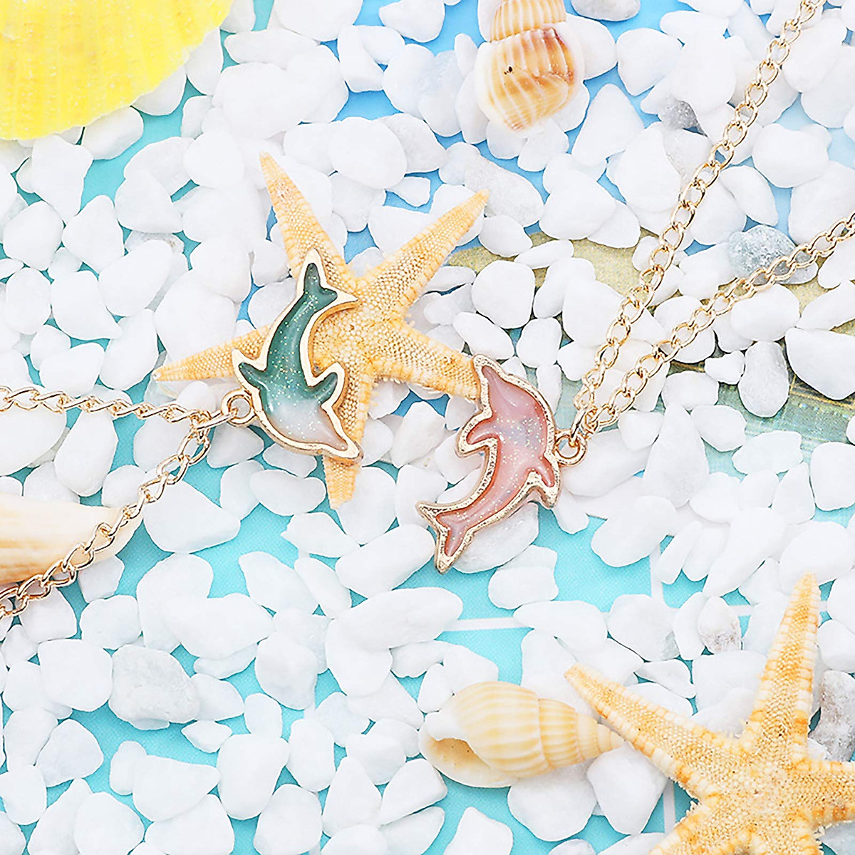 My Own Tong Cute Alloy Dolphin Pendant Necklace Marine Animals Colored Fish Jewelry For Women ,Party Favors And Stocking Stuffers For Girl (Green)