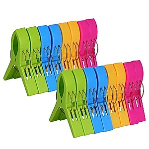 Beach Towel Clips, 16 Pack Beach Chair Towel Clips on Cruise by ECROCY, Beach Accessories to Keep Your Towel from Blowing Away,Heavy Duty and in Bright Colors