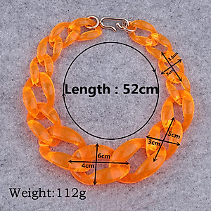 Wiwpar Acrylic Choker Necklace Statement Chunky Fashion Acrylic Necklace Colorful for Women Girls (Orange)