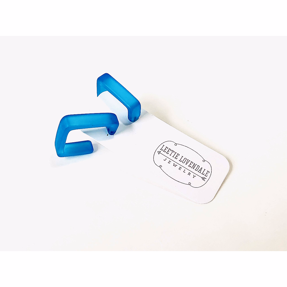 Aqua Blue Frosted Lucite Acrylic Square Hoop Earrings - SQH-BL-1