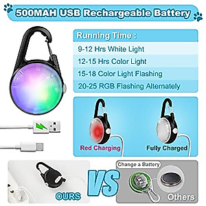 4 Modes Dog Lights for Night Walking, IP68 Waterproof Dog Light, High Capacity Rechargeable Dog Collar Lights for Night Time Clip On, Small and Light Dog Collar Light Collars