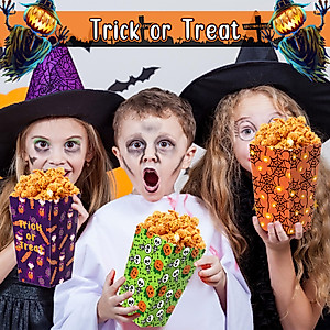 Roshtia 24 Pcs Halloween Theme Party Popcorn Favor Boxes in 6 Designs Trick or Treating Snack Treat Box Candy Cookie Container Event Party Favor Supplies, Halloween Snacks (Figure)