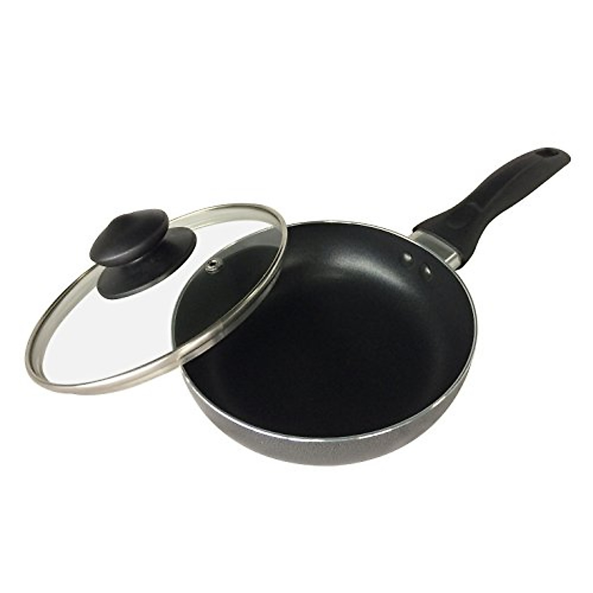 Bene Casa - Black Nonstick Aluminum Frying Pan with Glass Lid (6") - Dishwasher Safe for Easy Cleaning