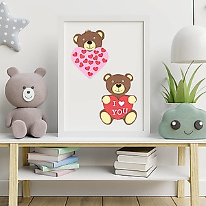 Valentine's Day Bears Craft Kit Romantic Picture Frame Love Sign Valentines Day Foam Stickers Self Adhesive Heart Bear Foam Stickers Valentine's Day DIY Craft Supplies for Kids Classroom Art Project