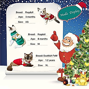 CooShou 2Pcs Cat Christmas Sweater Dog Christmas Sweater Cat Dog Knitwear Sweater Xmas Clothes Elk Christmas Red Green Sweaters for Cat Puppy Dog S