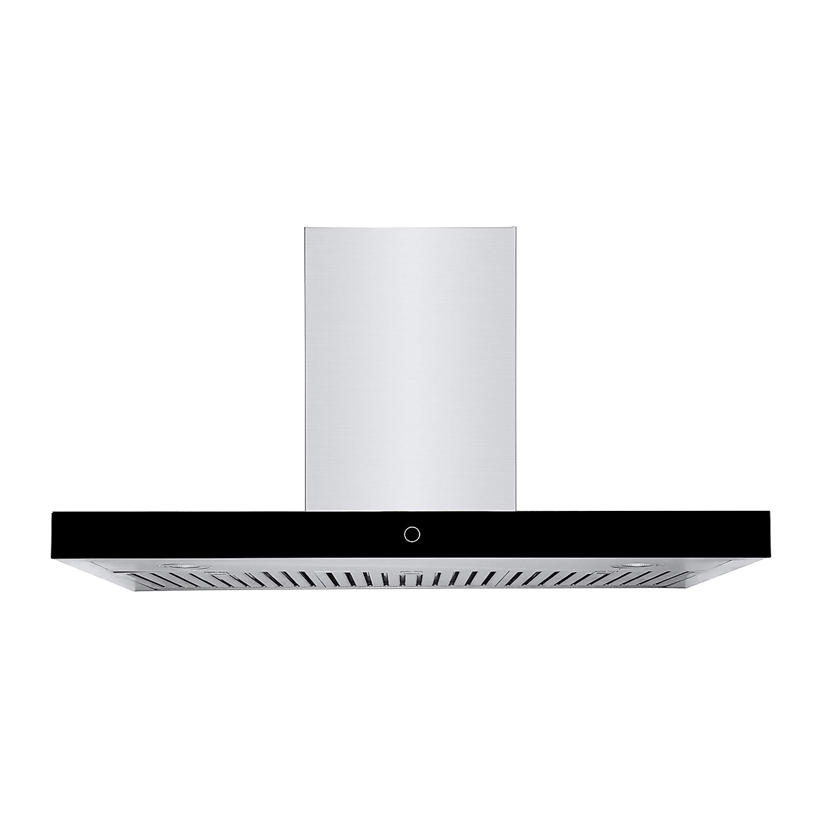 Hauslane | Chef Series Range Hood: 36" WM-739 Wall Mount Kitchen Fan | Contemporary Stainless Steel T Style Hood with Black Glass Panel | 3 Speed Touch Control Wall Mount | Vented or Ductless