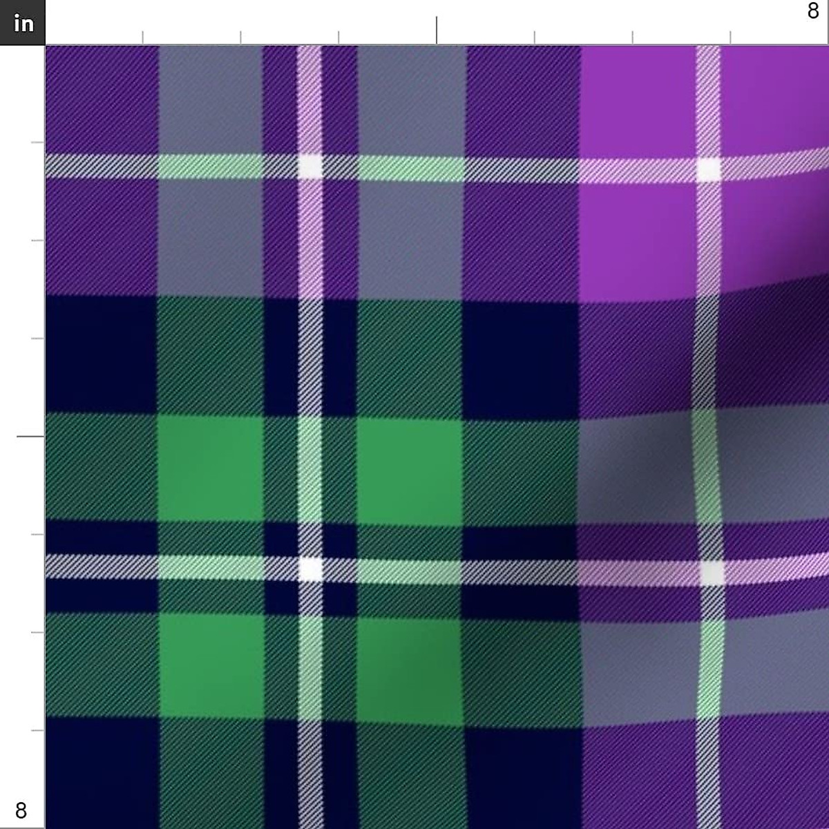 Spoonflower Fabric - Tartan Green Purple Plaid Scottish Block Colour Vibrant Printed on Petal Signature Cotton Fabric by The Yard - Sewing Quilting Apparel Crafts Decor